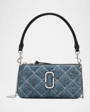 Marc Jacobs Snapshot Quilted Denim Shoulder Bag - Light Wash Indigo