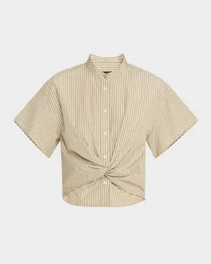 Rag & Bone Gretchen Stripe Twist-Front Shirt - Bgstr