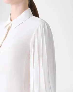Akris Silk Crepe Pleated-sleeve Blouse - Ecru