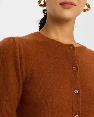 FRAME Cashmere Pointelle Cardigan - Brown