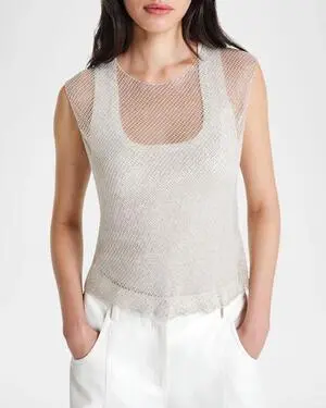 TWP Chloe Woven Mesh Top - Silver