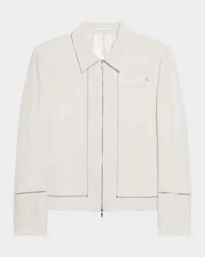 Helmut Lang Ladder-stitch Border Zip Jacket - White