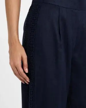 Elie Tahari Aster Lace-trim Linen Pants