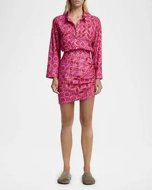 Smythe Batik Mini Shirtdress - Raspberry Batik