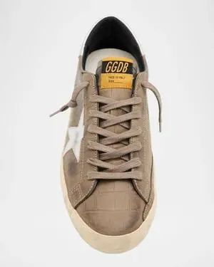 GOLDEN GOOSE Super-star Croc-printed Sneakers - Brown/silver