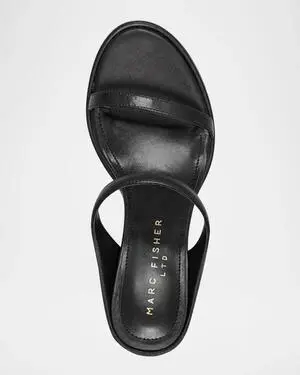 Marc Fisher Alonde Snake-embossed Leather Slide Sandals - Black