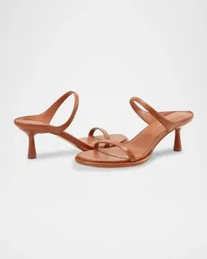 Marc Fisher Alonde Snake-Embossed Leather Slide Sandals Mdbrwn
