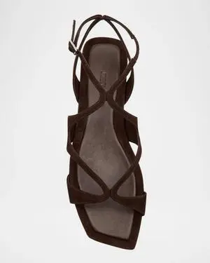 JIMMY CHOO Ayla Suede Flat Sandals - Choc
