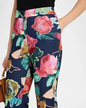 Lela Rose Printed Crepe Ankle Pants
