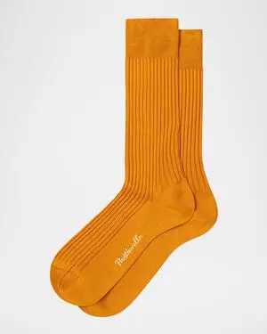 Pantherella Danvers Ribbed Mid-calf Socks - Butternut