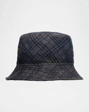 Burberry Denim Check Bucket Hat - Indigo