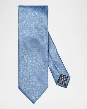 Eton Medallion Woven Silk Neck Tie - Med Blue