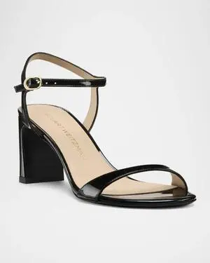 STUART WEITZMAN Babette Patent Ankle-strap Sandals - Black