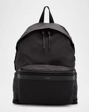 Saint Laurent City Nylon And Leather Backpack Nero