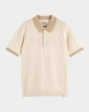 Scotch & Soda Apos;s Cotton Texture Knit Polo Shirt - Eggnog