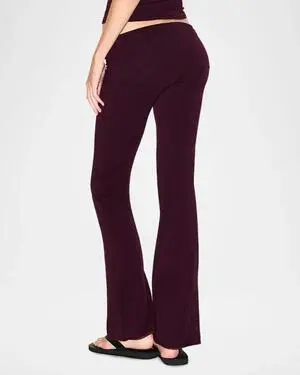 SKIMS Cotton Jersey Foldover Flare-leg Pants - Currant