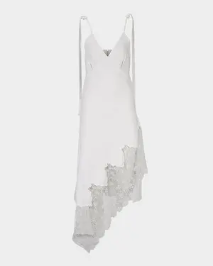 Marques' Almeida Strappy Denim And Lace Midi Dress In White - 40% Off |  Editorialist