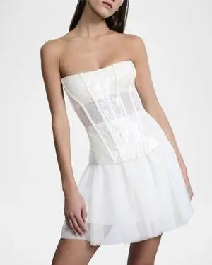 Bcbgmaxazria Strapless Sequin Lace Corset Mini Dress - Jasmine