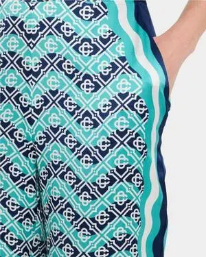 Casablanca Wavy-print Silk Straight-leg Trousers - Monogram