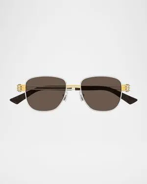 Bottega Veneta Rectangle Metal Sunglasses - Brwslv