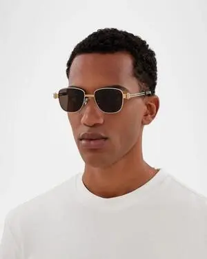 Bottega Veneta Rectangle Metal Sunglasses - Brwslv