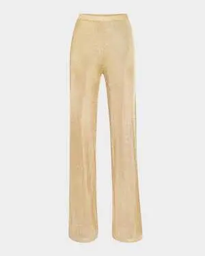 SEROYA Sheldon Metallic Knit Pants - Gold