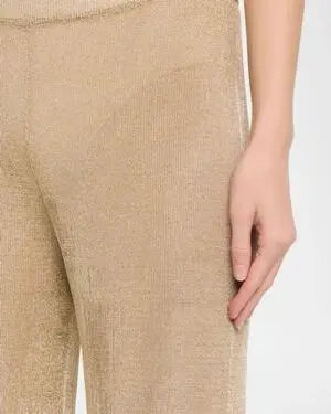 SEROYA Sheldon Metallic Knit Pants - Gold
