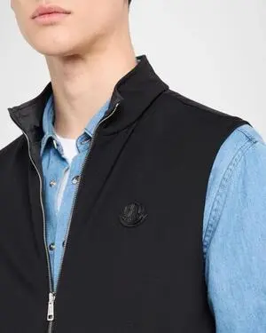 Moncler Full-zip Vest With Leather Emblem