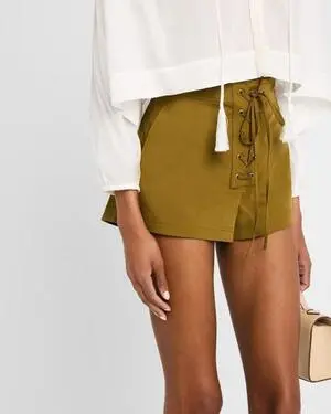 A.L.C. Leon Lace-up Twill Shorts - Hazel