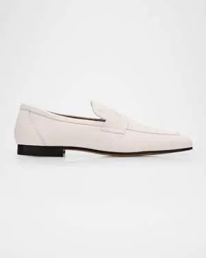 TOD'S Leather Penny Loafers - White