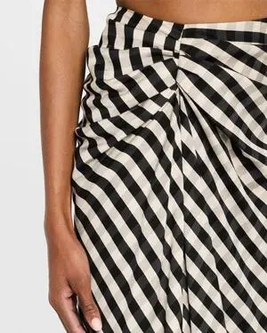 A.L.C. Jean Check Midi Skirt Blacktan
