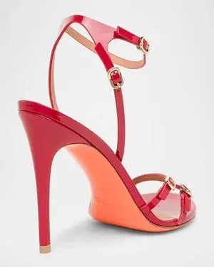 Santoni Virna Patent Buckles Strappy Sandals - Red