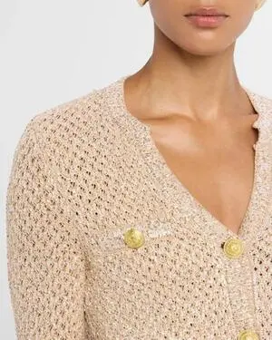 L & APOS;AGENCE Blanca Sequined Knit Cardigan - Neutrl
