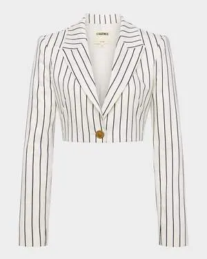 L'Agence L'Agence Izzie Cropped Striped Blazer - Vintage Whtblk Pin Stripe