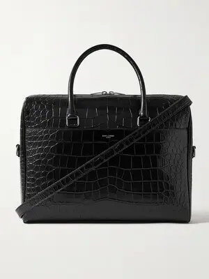 Saint Laurent Croc-effect Leather Briefcase