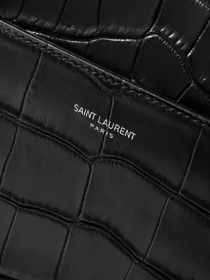 Saint Laurent Croc-effect Leather Briefcase
