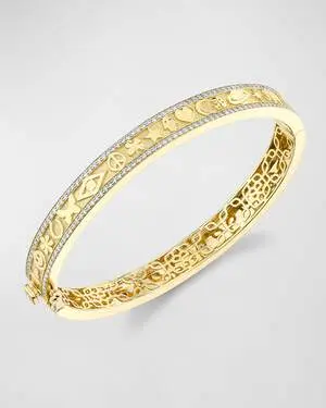 SYDNEY EVAN 14k Diamond Icon Bangle Bracelet - Yellow