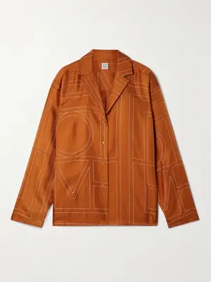 TOTEME Embroidered Silk-twill Shirt