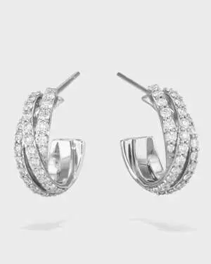 Lana Jewelry 14k Triple Crossover Diamond Hoop Earrings - Whtgld