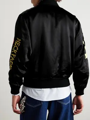 WACKO MARIA Embroidered Satin Bomber Jacket