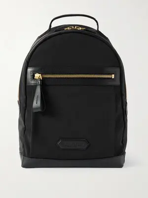 TOM FORD Leather-trimmed Shell Backpack - Black