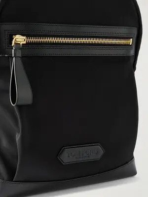 TOM FORD Leather-trimmed Shell Backpack - Black