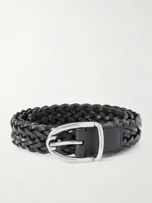 TOM FORD 2.5cm Woven Leather Belt - Black