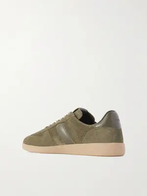 TOM FORD Archer Leather-trimmed Suede Sneakers - Green