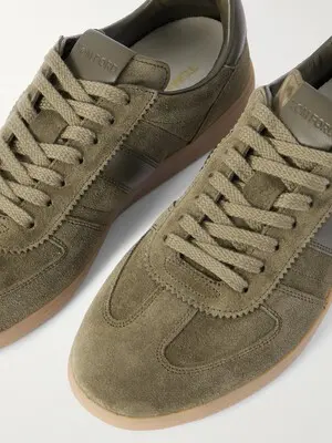 TOM FORD Archer Leather-trimmed Suede Sneakers - Green