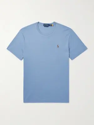 Polo Ralph Lauren Logo-embroidered Cotton-jersey T-shirt - Blue