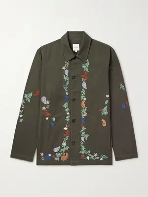Paul Smith Embroidered Cotton-twill Overshirt