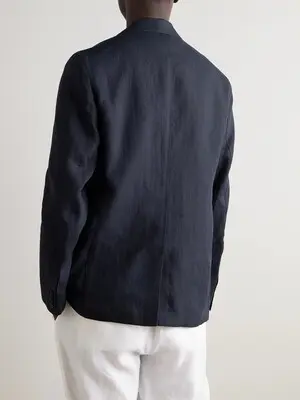 Orlebar Brown Garret Unstructured Linen Suit Jacket - Blue