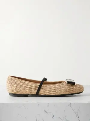 FERRAGAMO Vara Raffia Flats - Neutrals