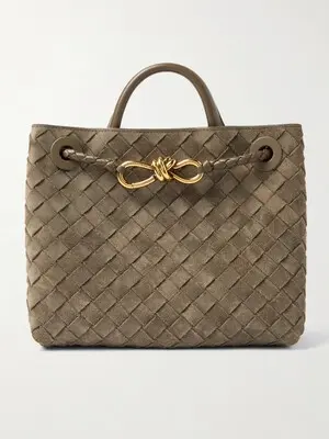 Bottega Veneta Andiamo Small Intrecciato Suede Tote - Green